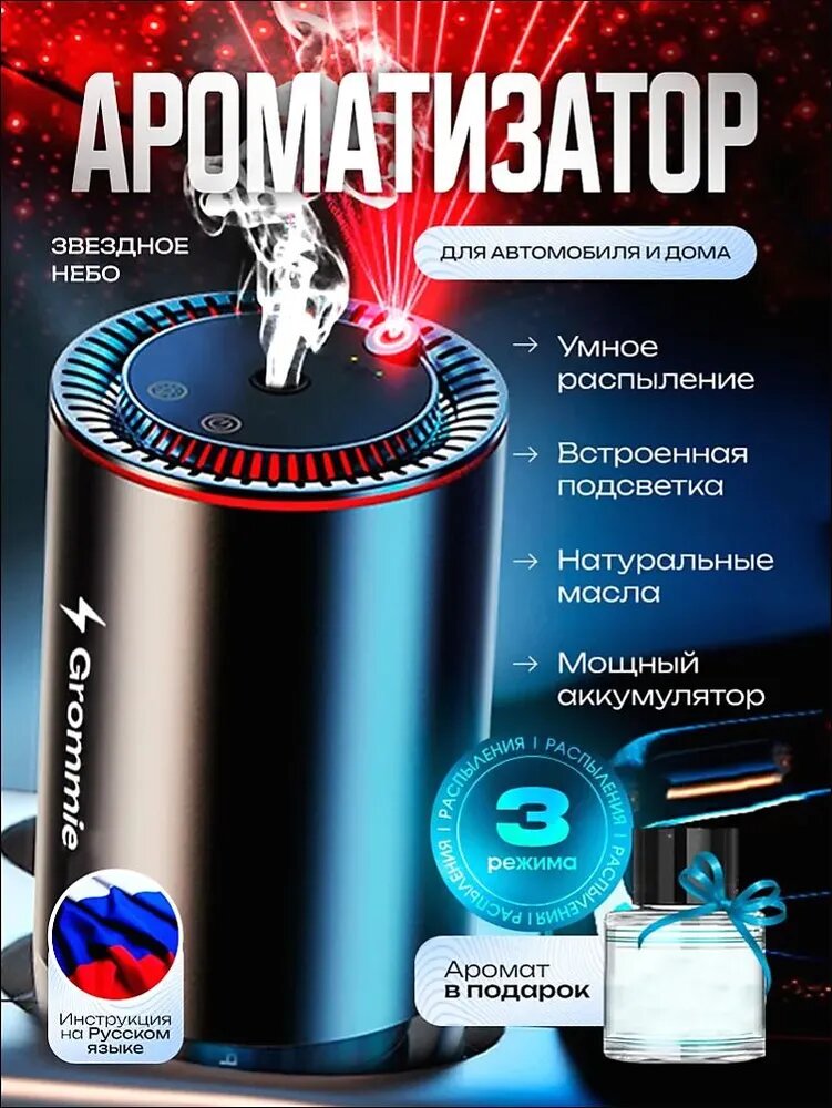 Grommie Ароматизатор автомобильный, Ароматизатор+Аромат (Океан), 50 мл