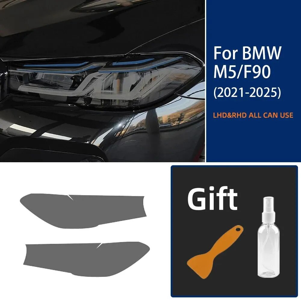 Пленка для лампы BMW M5 F90 2021 2022 2023 2024 2025, защитная фар автомобиля, дымчатая черная прозрачная TPU наклейка, аксессуары.