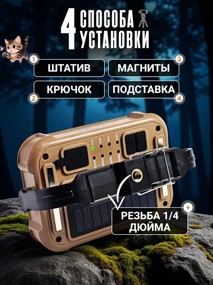 Мощный фонарь-прожектор 40 Вт, 30 м² площадь освещения, функция Power Bank, портативный — фото 1
