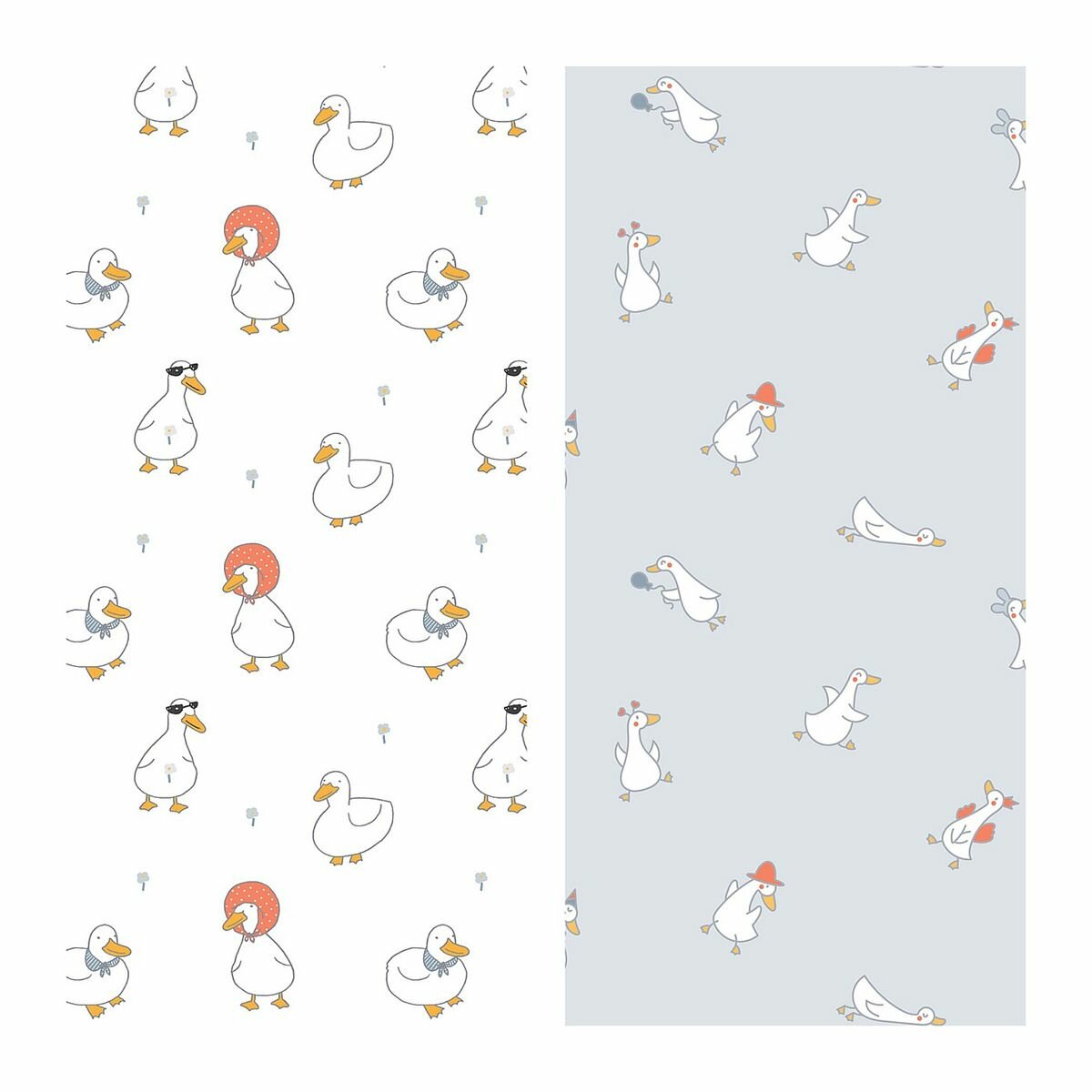 Упаковочная бумага глянцевая 70x100см, MESHU "Goose set", 80г/м2, 2 дизайна (MS_66989)
