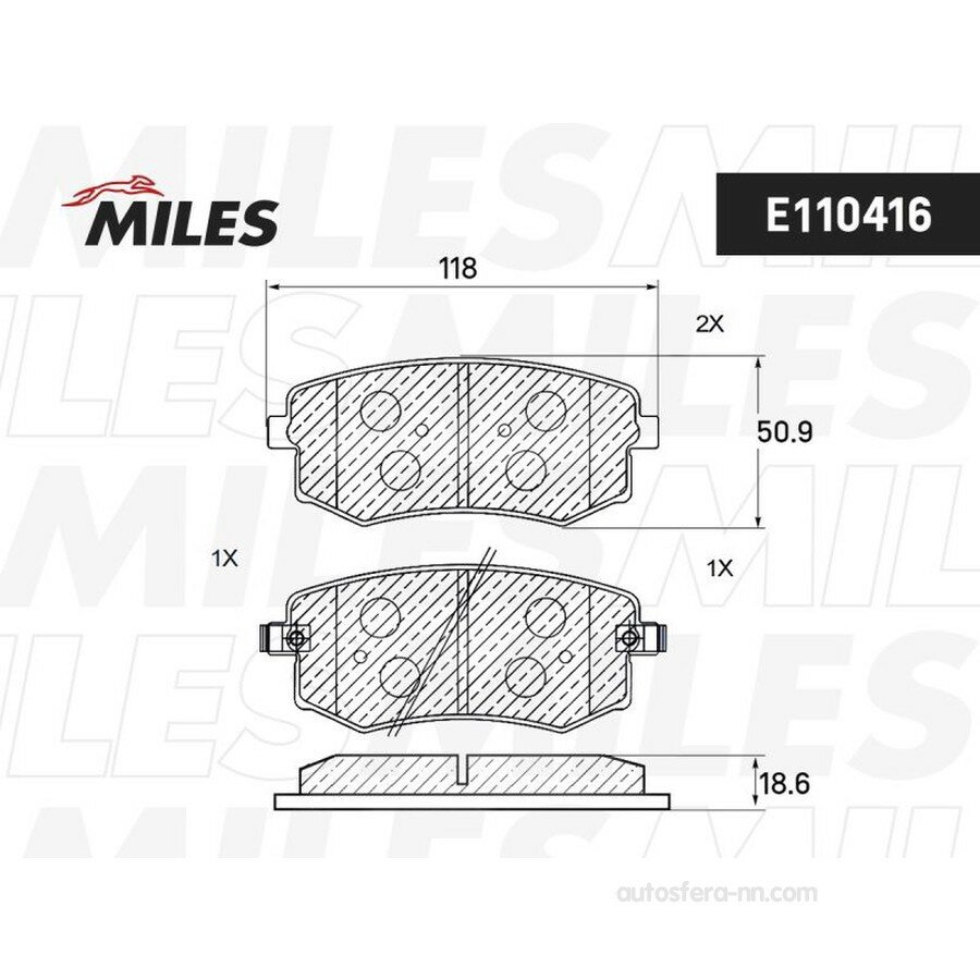MILES E110416 Колодки тормозные задние (Смесь Semi-Metallic) SOLLERS ATLANT- E110416