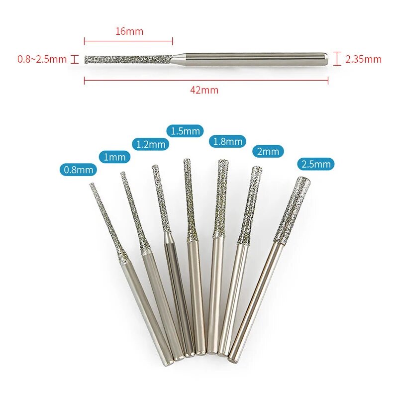 Алмазные сверла 0,8-2,5 мм 7/10 шт. 7PCS 0.8mm-2.5mm