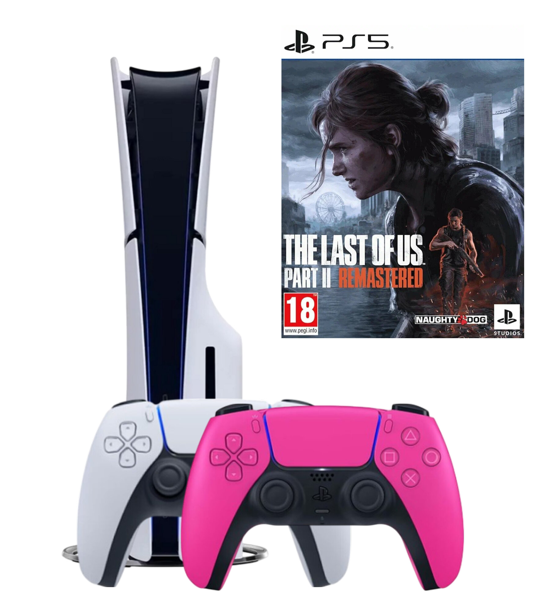 Игровая приставка PlayStation 5 Slim + 2й геймпад розовый + игра Last of Us 2