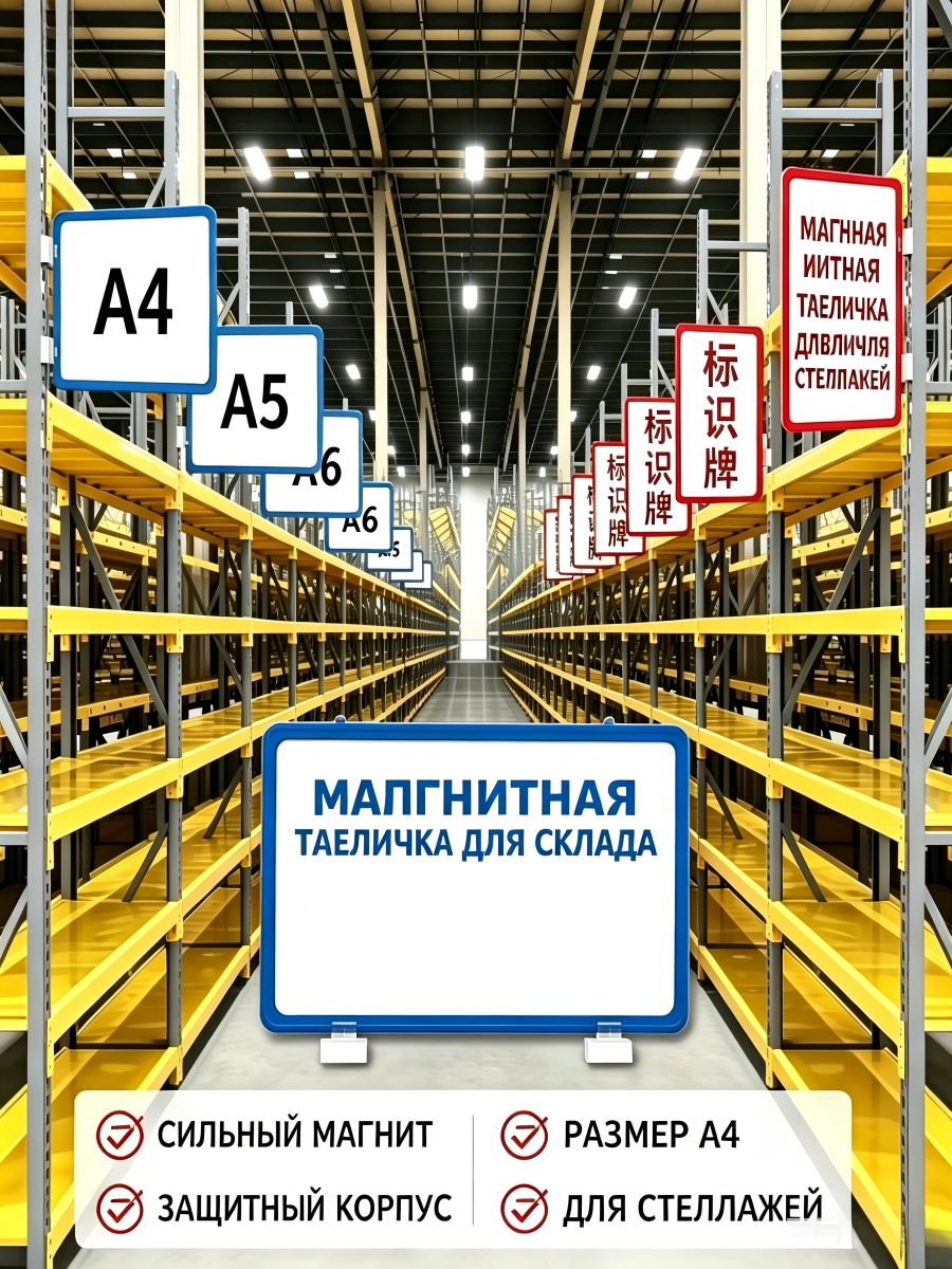 Магнитная информационная табличка для стеллажей А4, складская маркировка товаров, пластиковая рамка для зонирования склада и супермаркета для склада и супермаркета А4 пластиковая рамка