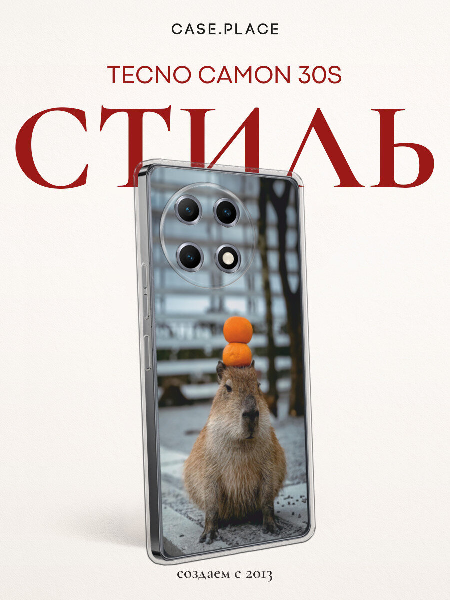 Чехол на Tecno Camon 30S / Текно Камон 30S с принтом Капибара медитирует