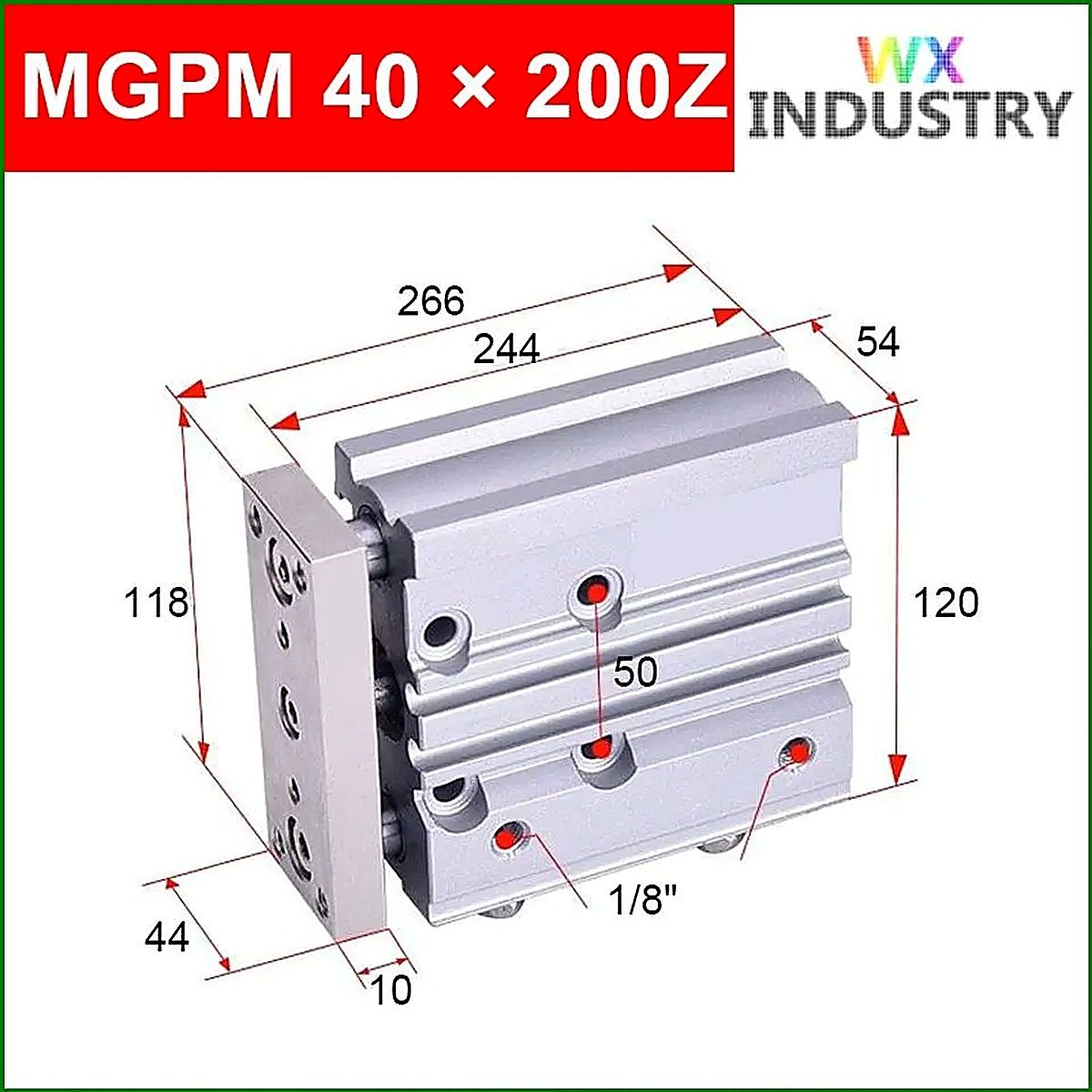 Пневмопривод MGPM 40X200Z, ход 200 мм, премиум, длина 200 см, тип Пневмоцилиндр