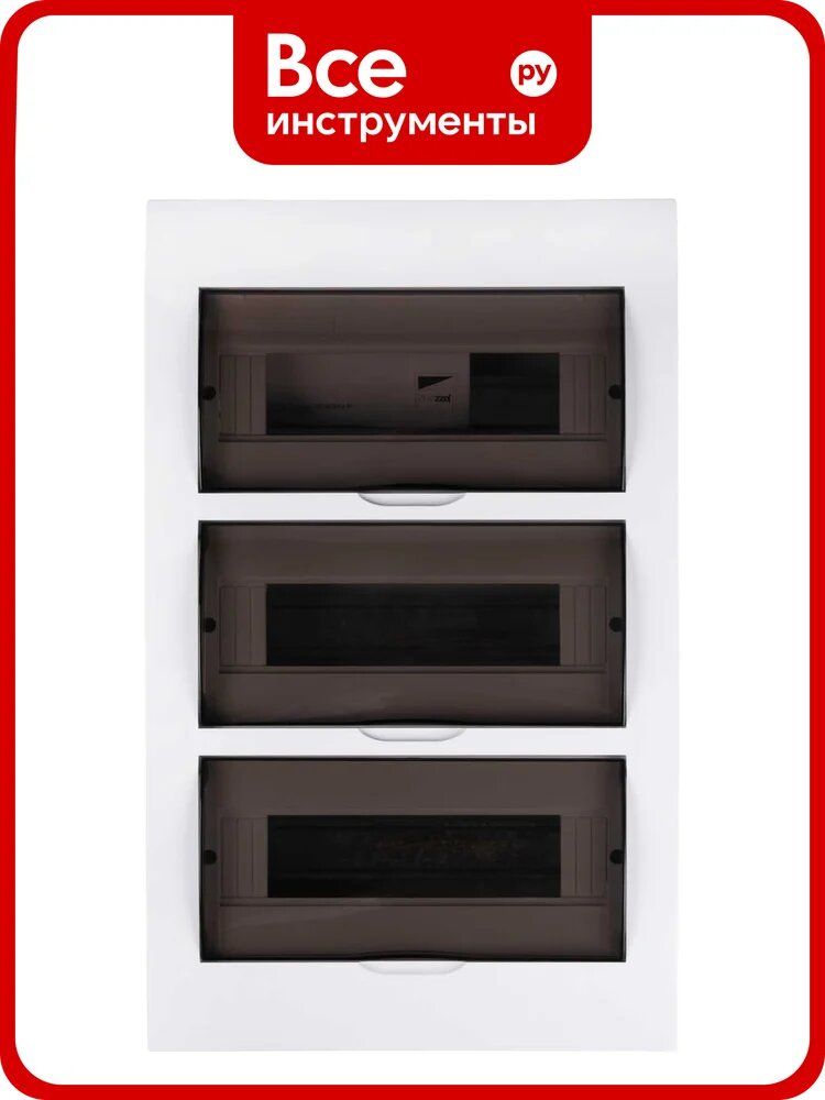 Щит распределительный бокс модульный встраиваемый Jazzway PDB/R 1036 белый с прозрачной крышкой 36 модулей (ЩРВ-П-36) IP41, 5071780
