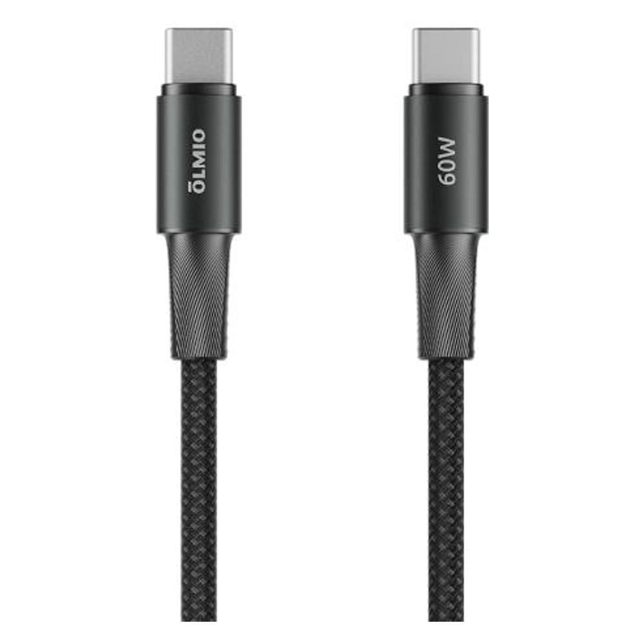 Кабель MASTER, OLMIO, Type-C - Type-C, 60W, USB2.0, 1.2м, черный