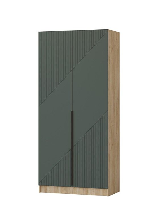ChairCharm Авис Шкаф двухстворчатый 1,0х2,2х0,520 Дуб Крафт/Грин с золотой ручкой