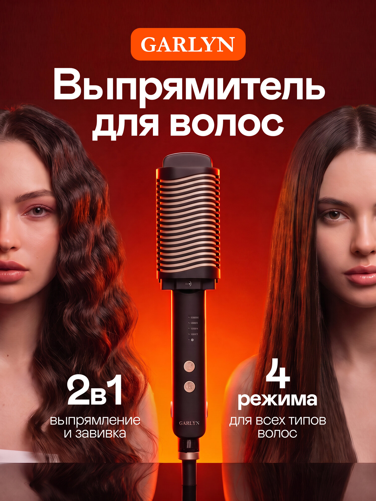 Выпрямитель для волос GARLYN Ultrawave Glide. 2 в 1: завивка и выпрямление волос