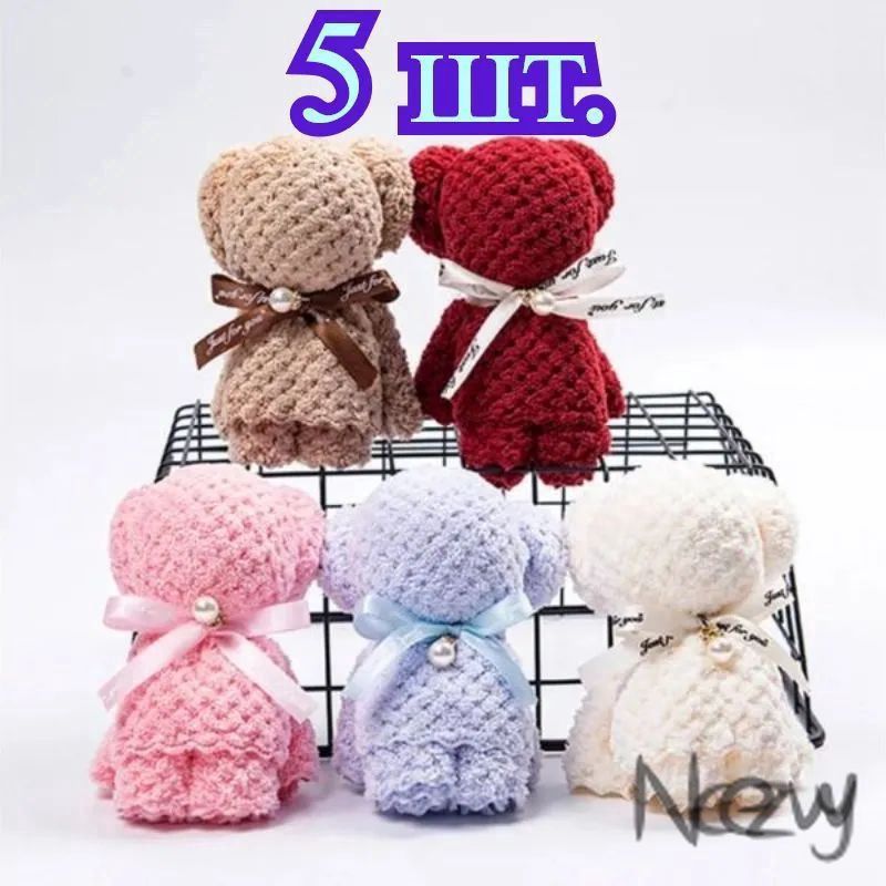 Полотенце для лица, рук 30x30 см, красный, светло-розовый, 5 шт