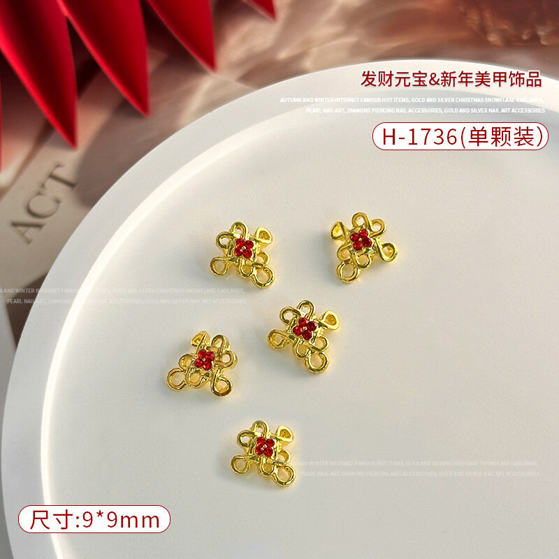 Золотые вырезные символы Фу и золотые рыбки с кошачьим глазом 3D декор для ногтей к Новому году