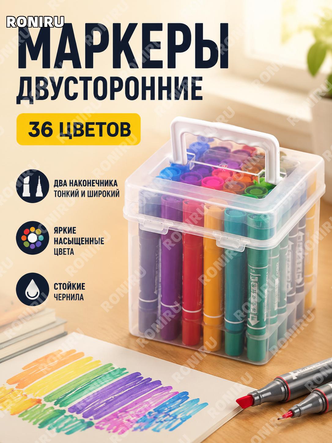 Набор маркеров Hero 880 36 цветов, двусторонние масляные цветные маркеры для рисования и POP-оформления дома, офиса
