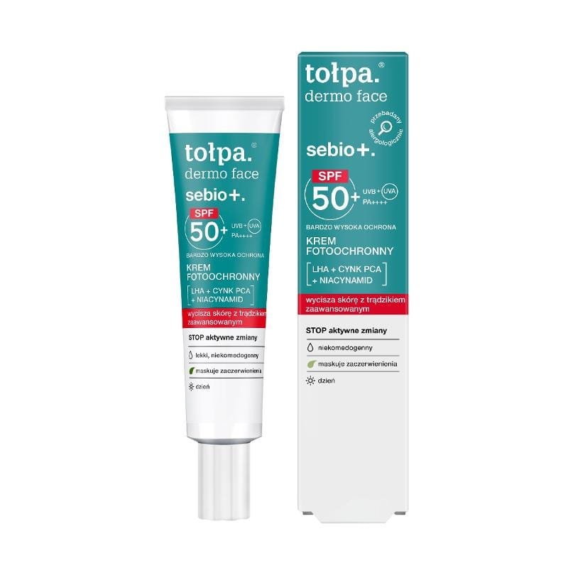 Крем для ухода за кожей TOLPA Dermo Face Sebio+, крем фотозащитный SPF 50, 40 мл