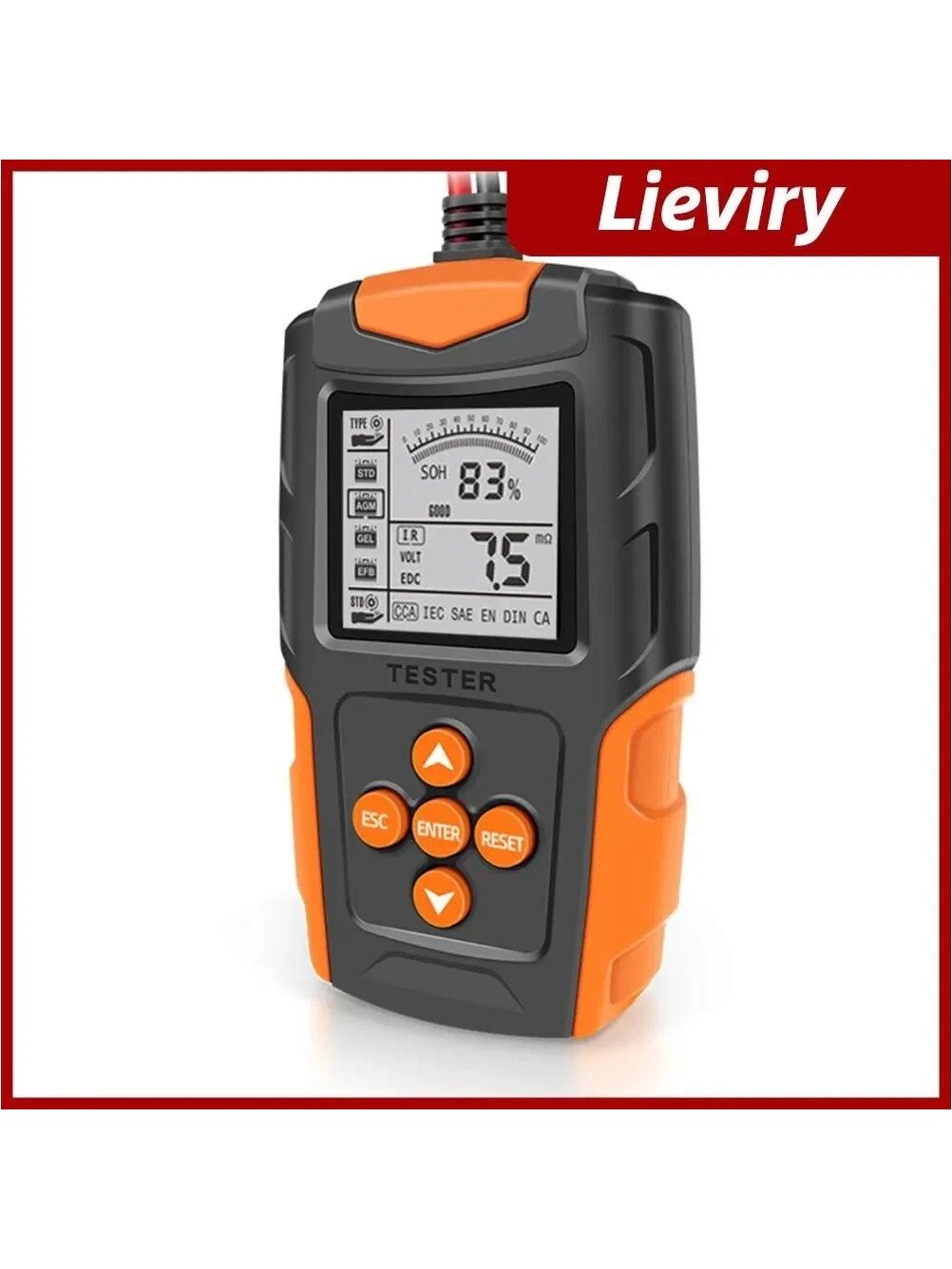 Тестер аккумуляторов 12V/24V, цифровой анализатор с ЖК-дисплеем и защитой, для автомобилей и мотоциклов