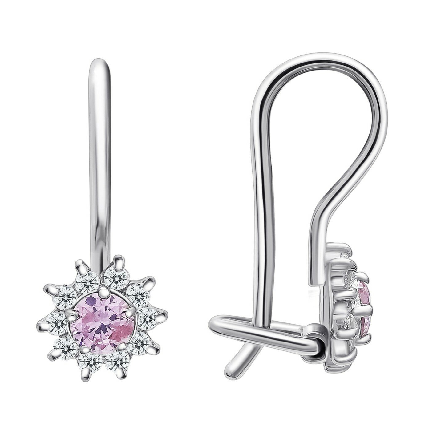 Серьги Яхонт, серебро, 925 проба, фианит