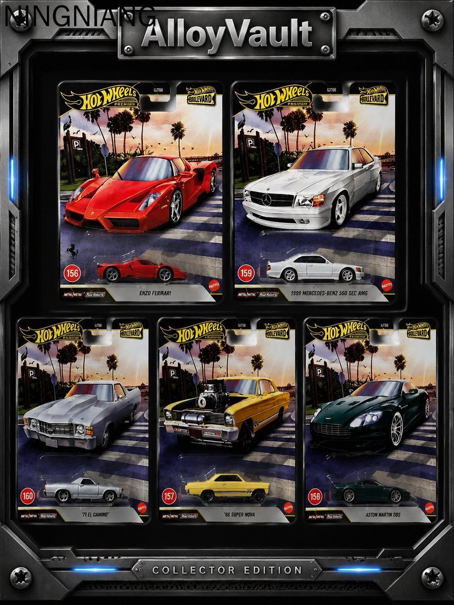 HotWheels Boulevard Series 2026 Mix 4 GJT68 Full Set Enzo Ferrari Aston Martin DBS Mercedes-Benz 560 SEC AMG коллекционный набор автомобилей 1/64
