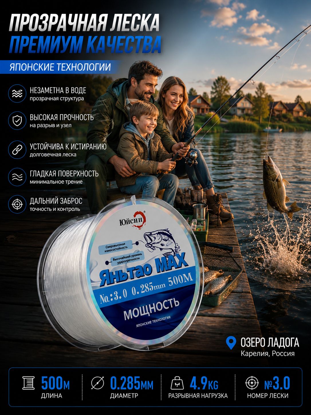 9D 0.5mm леска для рыбалки тянет автомобиль 350м Невидимая леска, меняющая цвет