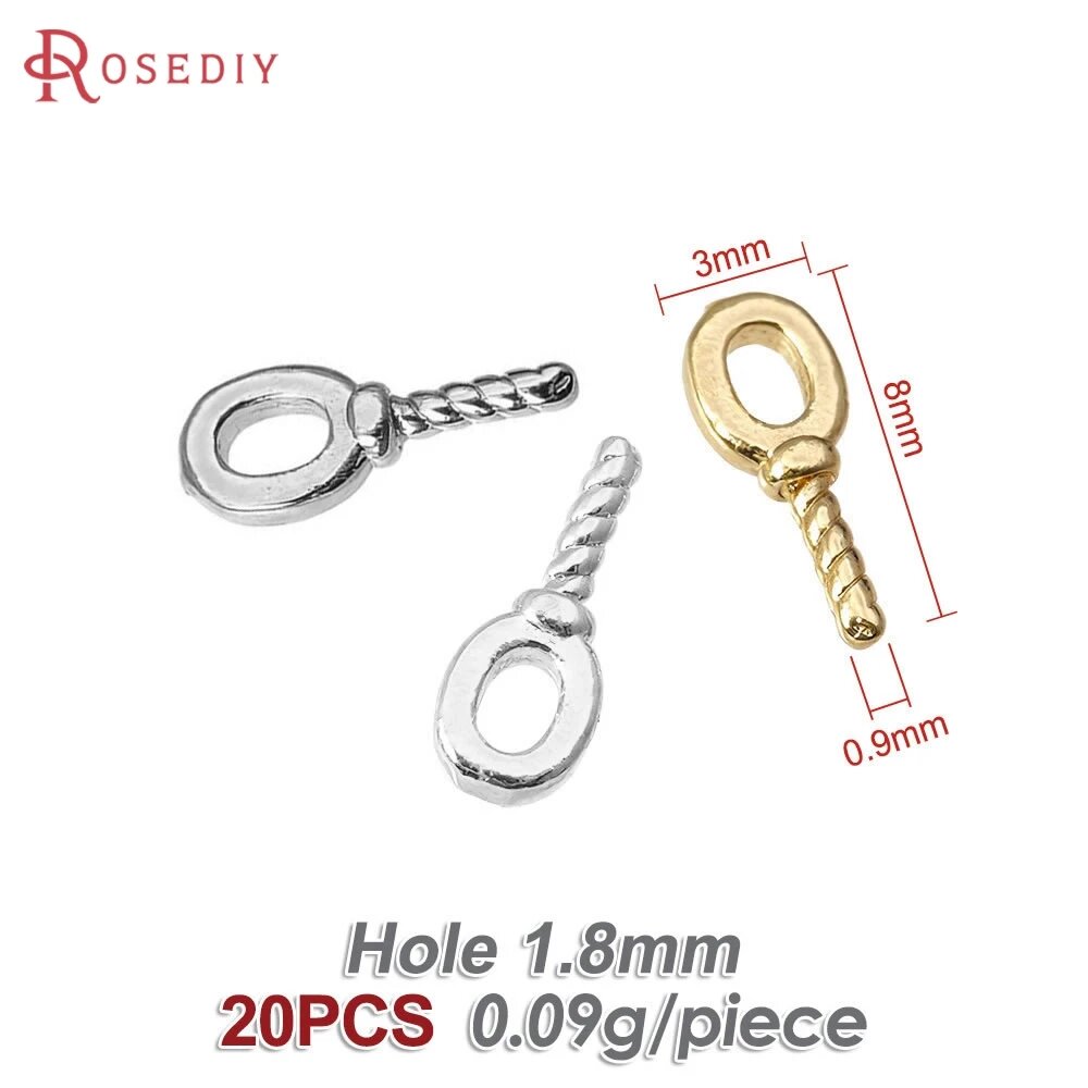 Латунные полубусины Rosediy 8x3 мм, 20 шт