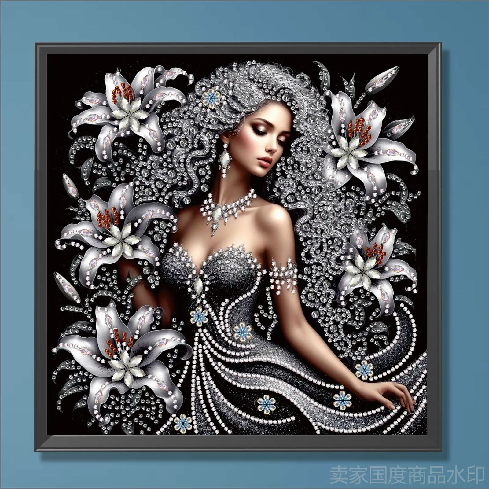 Частичная алмазная вышивка Night Lily Beauty (30 30 см), смола, ринги