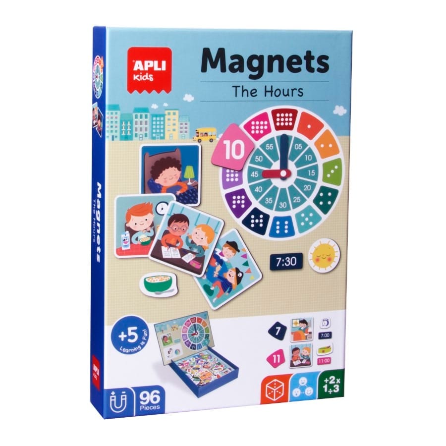 Настольная игра APLI kids магнитная головоломка часы для детей, разноцветный