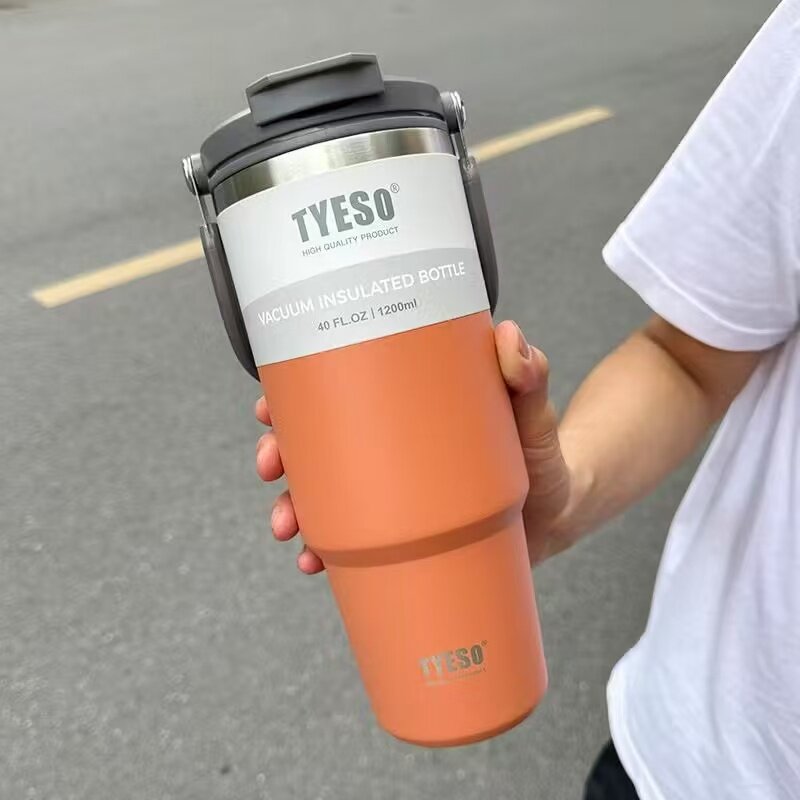 TYESO Термокружка из нержавеющей стали, Purple,1200ML，носить с собой,，оранжевый