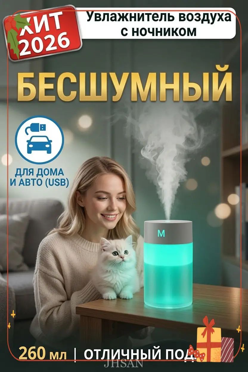 Увлажнитель воздуха Увлажнитель воздуха аромадиффузор для дома новорожденных цветов офиса спальни электрический автоматический ультразвуковой, светло-серый