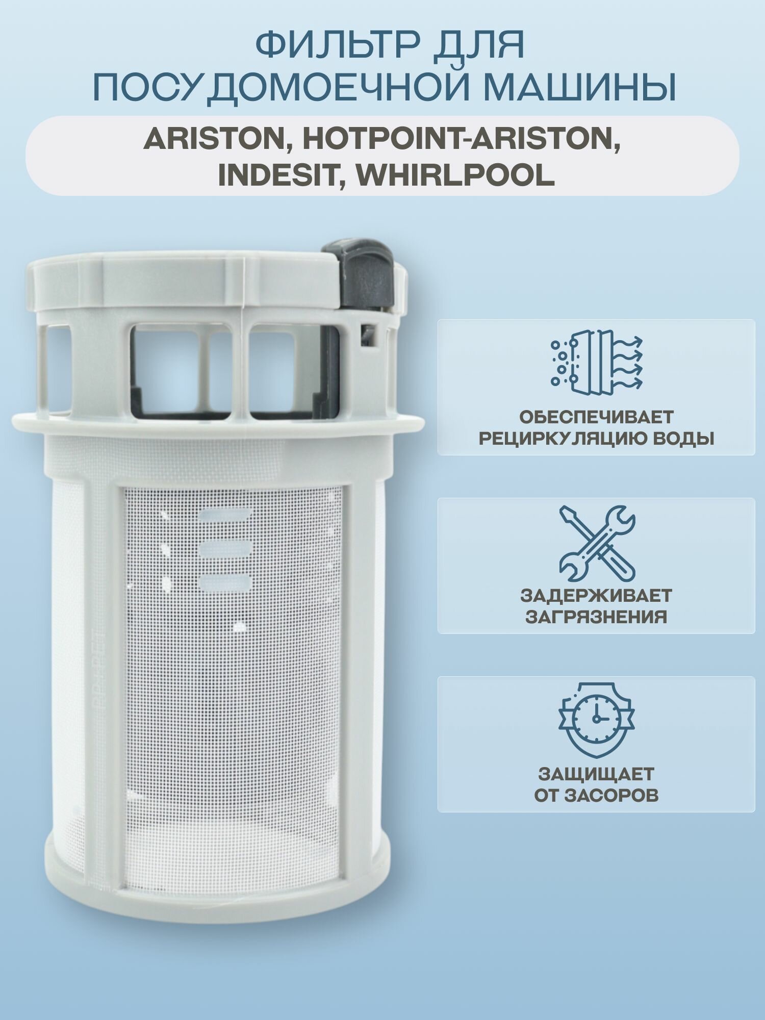 Фильтр для посудомоечной машины Ariston, Hotpoint-Ariston, Indesit, Whirlpool/C00256571, 256571, C00256572, 256572