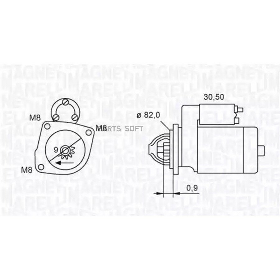 Стартер от официального дистрибьютора, MAGNETI MARELLI, артикул 063721552010
