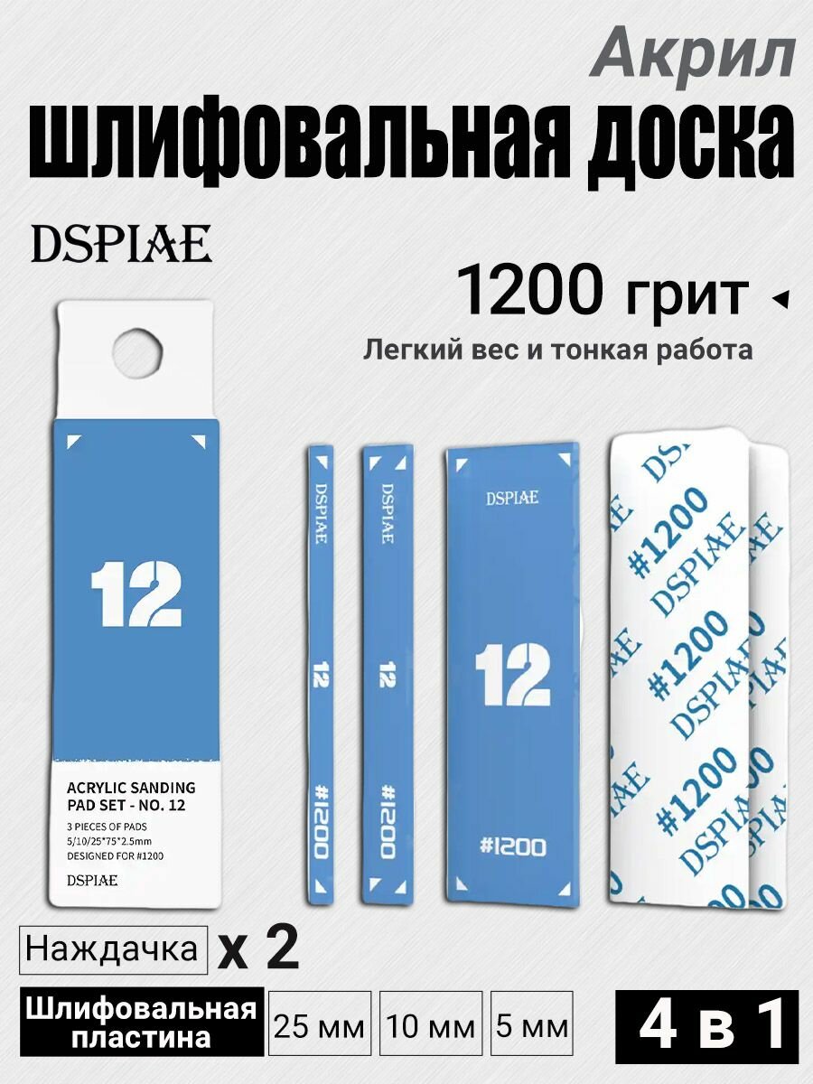 Акриловая шлиф1овальная плита 5/15/25x75x2.5 мм, 1200грит 4 в 1 шлифовальная плита 1200 грит набор 4 в 1 для акрила