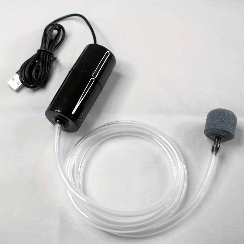 Аквариумный воздушный насос USB тихий мини кислородный компрессор 5V 1W черный