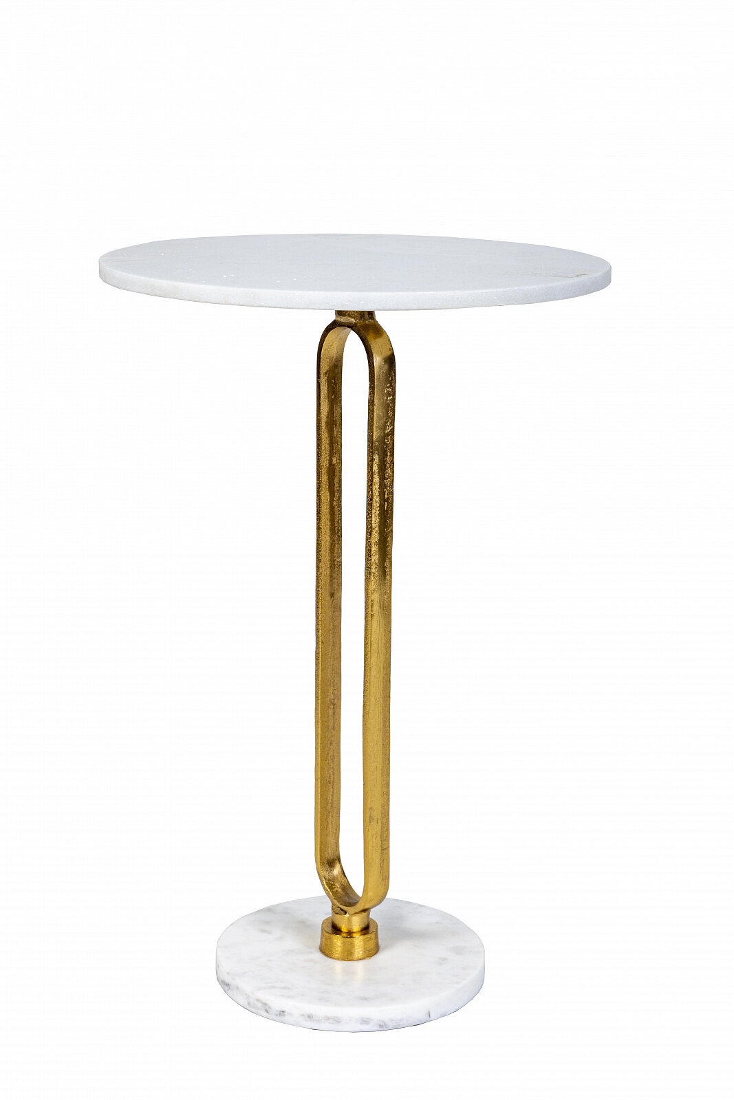 Кофейный столик "Marble Ice", мрамор, металл, белый, золотистый, 40х60х40 см