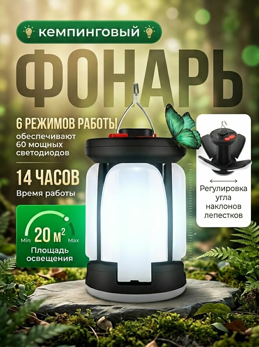Кемпинговый фонарь аккумуляторный с зарядкой от USB. Светодиодный фонарь для палатки, подвесной, в поход, для туризма, рыбалки, отдыха на природе. Лампа для кемпинга, сада. походный фонарь туристическая лампа палаточный светильник подвесной