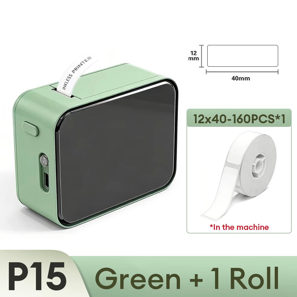Marklife P15 Термопринтер этикеток Зеленый, Green Add 1Roll