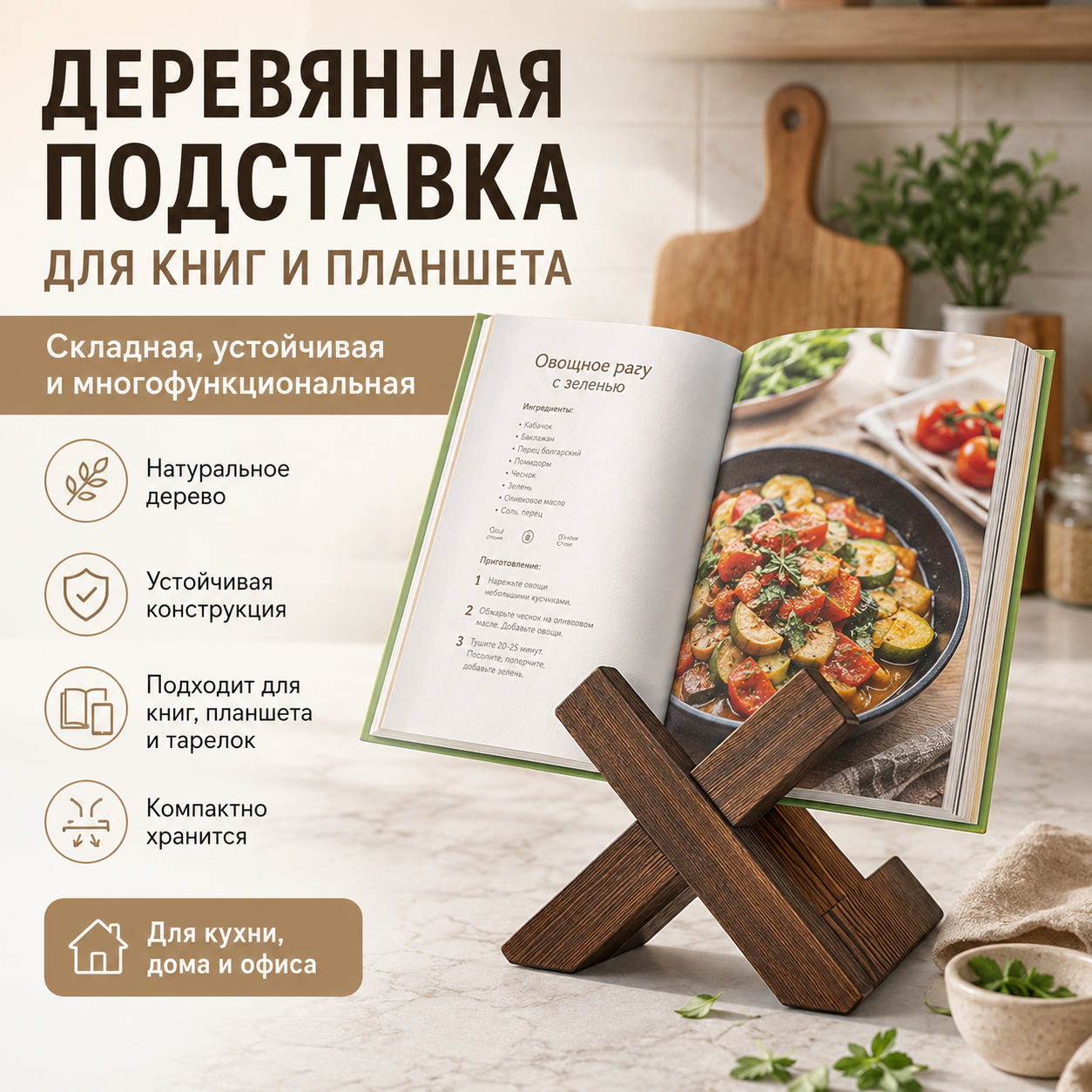 Деревянная складная подставка для книг и планшета, настольный держатель для кулинарной книги, телефона, тарелок и виниловых пластинок, false,