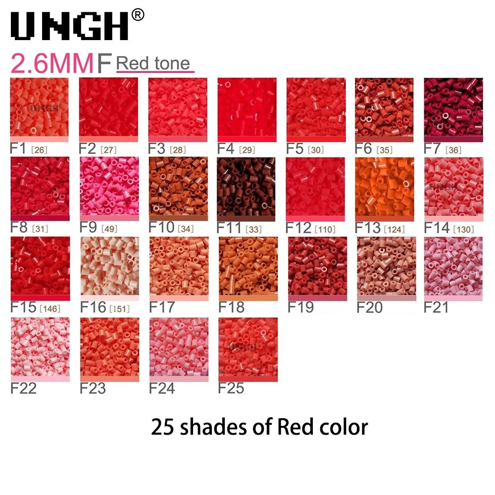 Бусины Perler Beads 2.6 мм, 25 цветов, Red tone