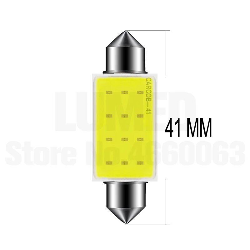 1 шт. светодиодная лампа Festoon C5W COB 31 мм, 36 мм, 39 мм, 41 мм для салона Светло-желтый, 41mm