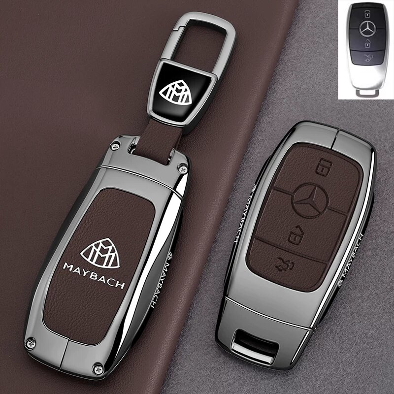 Чехол для ключа Mercedes-Maybach с квадратным клипом B-стиль, темно-коричневый для авто