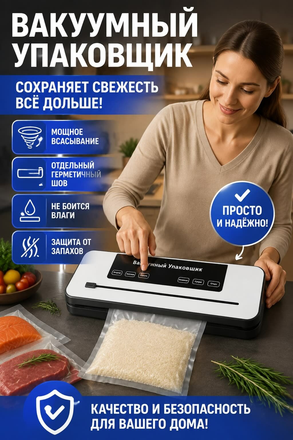 Вакуумный упаковщик, на заказ, АБС пластик, полностью автоматический для дома