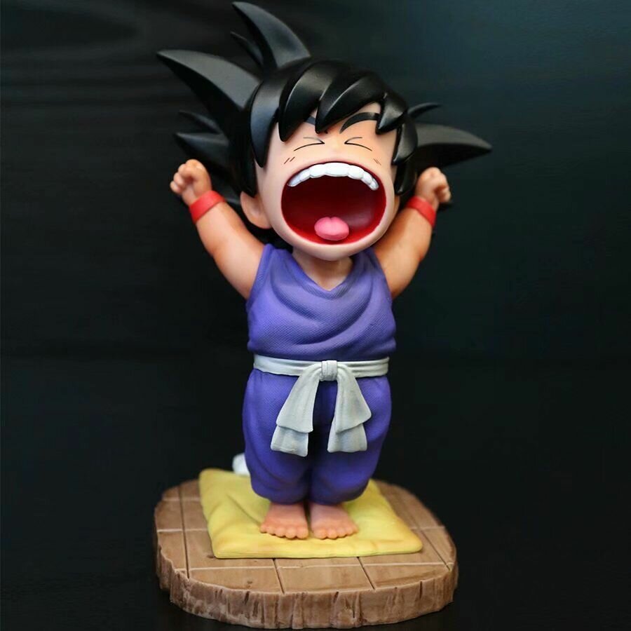 Фигурка Dragon Ball Сон Гоку, коллекционная модель из детства, зевающая фигура на деревянном основании, PVC, в заводской упаковке