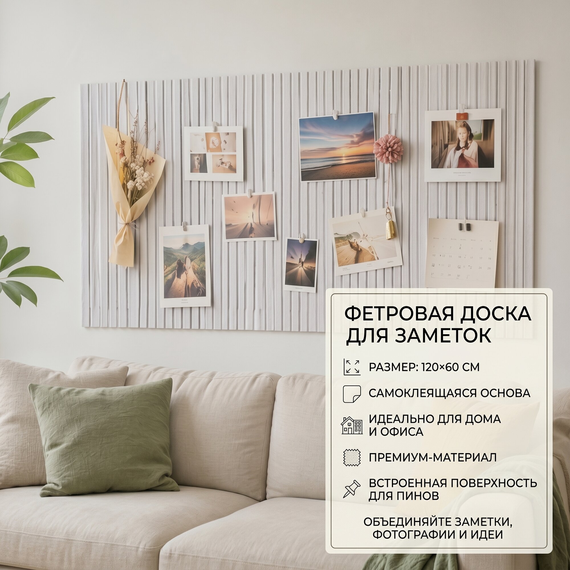 Фетровая доска светло-верблюжьего цвета, 120×60 см, самоклеющаяся, подходит для дома и офиса