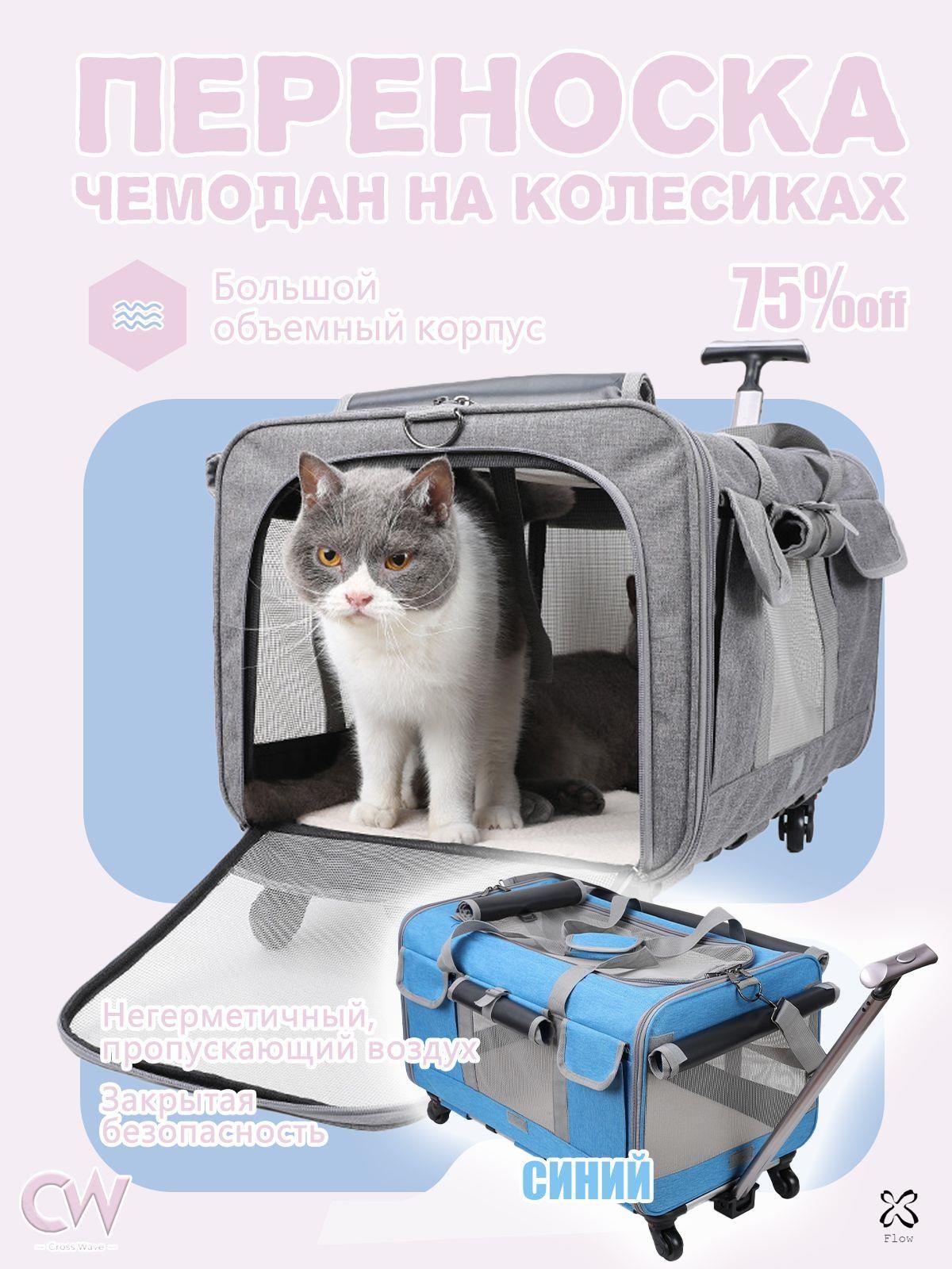 Дорожная сумка для собак и кошек, чемодан на колесиках, длина 60 см