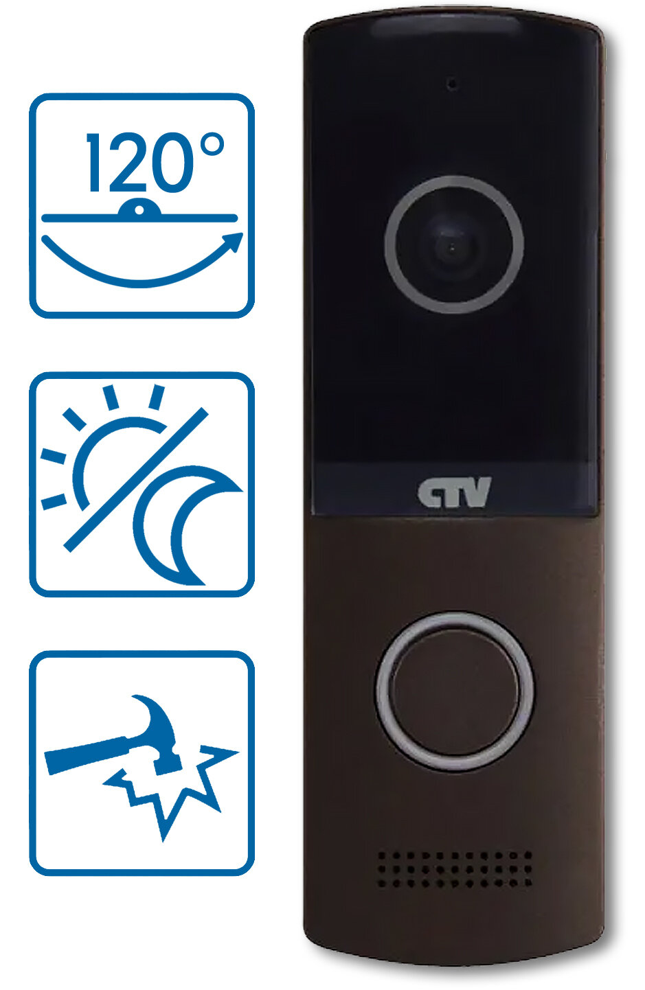 Вызывная панель видеодомофона CTV-D4003NG (Гавана), Видеокамера 2Mp FULL HD, 120 градусов. ИК-подсветка. Встроенный блок управления замком. Антивандальный корпус, -30.+50С