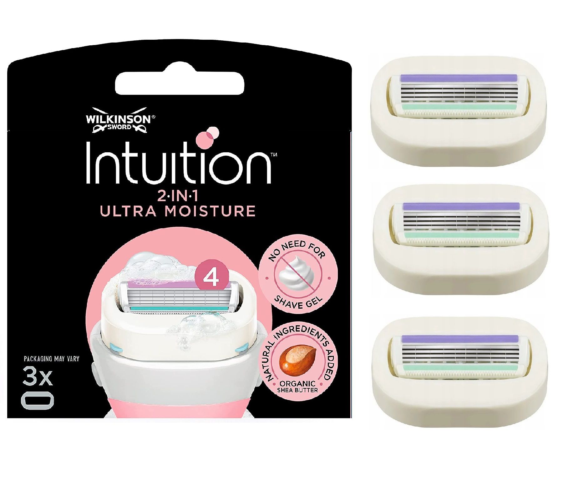 Сменные кассеты для женской бритвы INTUITION Wilkinson Sword Intuition Ultra Moisture, масло Ши (3 шт)