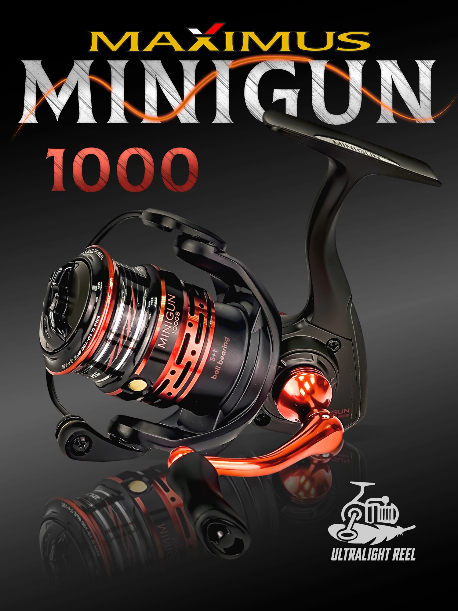 Катушка для спиннинга Maximus Minigun 1000 S (5+1 подш) ультралайт, катушка для мормышинга 1000 безынерционная
