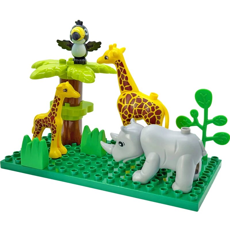 Большие строительные блоки Yiuiuly "Океан" и "Лес" для детей 3-6 лет Grassland Elf D