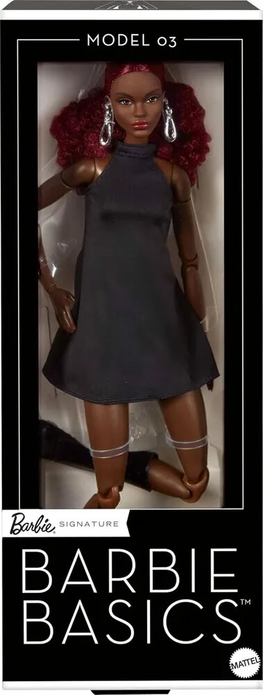 Кукла Barbie Basics Model 03, Коллекционная, Пластик, Высота 30 см, Черный/Коричневый/Серебристый