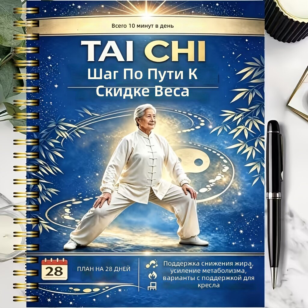 Программа тренировок по тайцзицюань на 28 дней для начинающих и пожилых людей, щадящие упражнения с опорой на стул для занятий в помещении и на улице