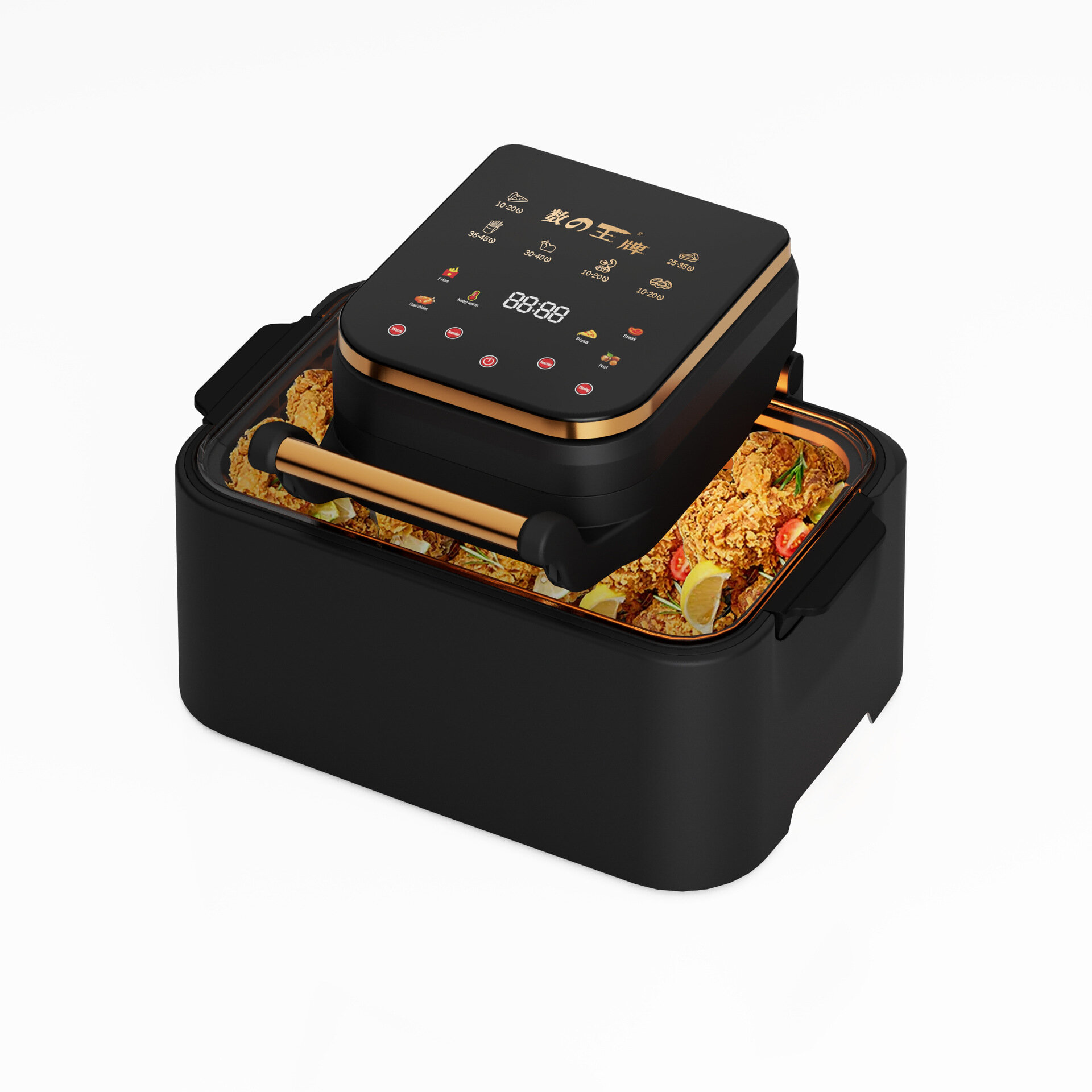 Воздушная фритюрница Air‑fryer, объём 6‑15 л, сенсорное управление, корпус из нержавеющей стали, домашняя большая фритюрница с обзорным окном