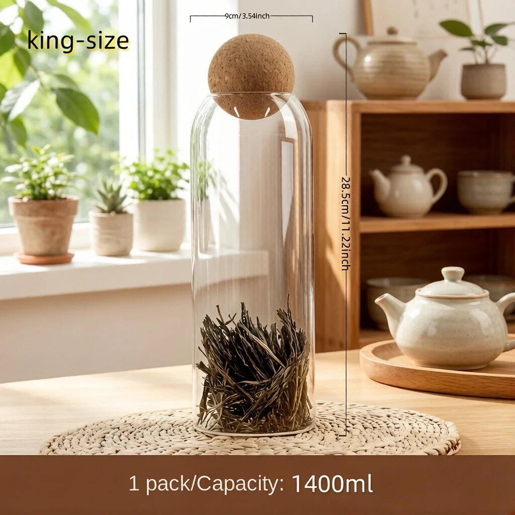 Стеклянные банки с пробковой крышкой для хранения 4 шт 1400ml